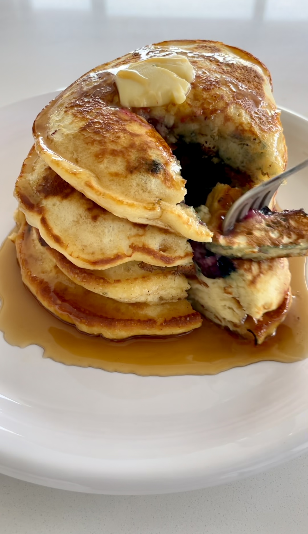 Fluffy Homemade Blueberry Pancakes - Dang That's Sweet