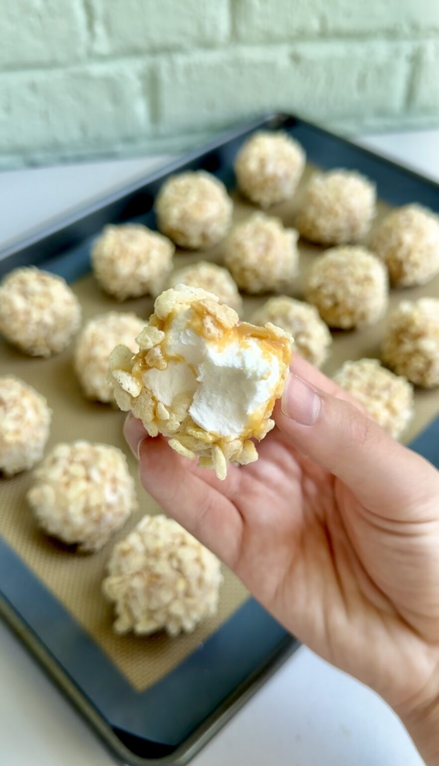 Caramel Marshmallow Rice Krispie Balls - Dang That's Sweet