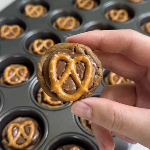 Peanut Butter Pretzel Cookie Cups - Dang That's Sweet