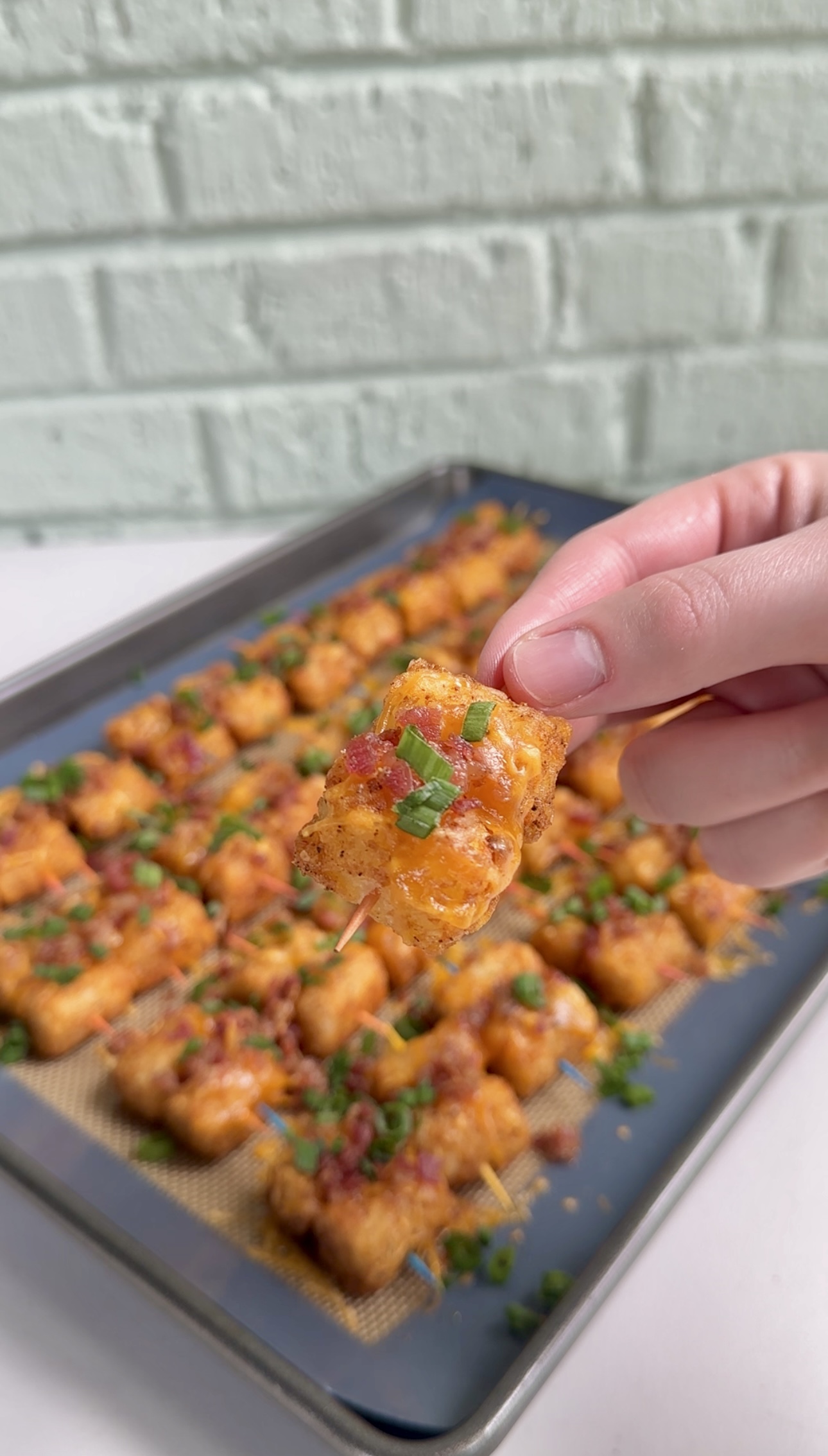 Loaded Tater Tot Skewers - Dang That's Sweet